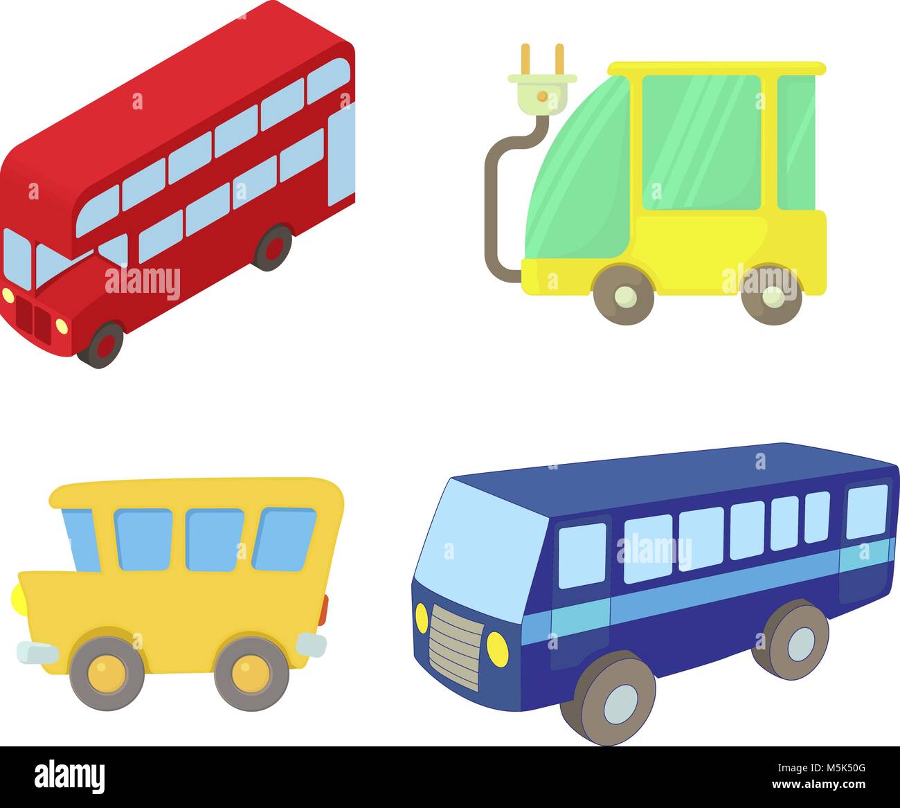 Bus icon set, cartoon style Stock Vector Image & Art - Alamy