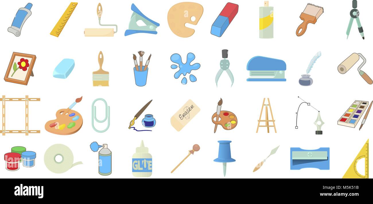 Paint tools icon set, cartoon style Stock Vector Image & Art - Alamy