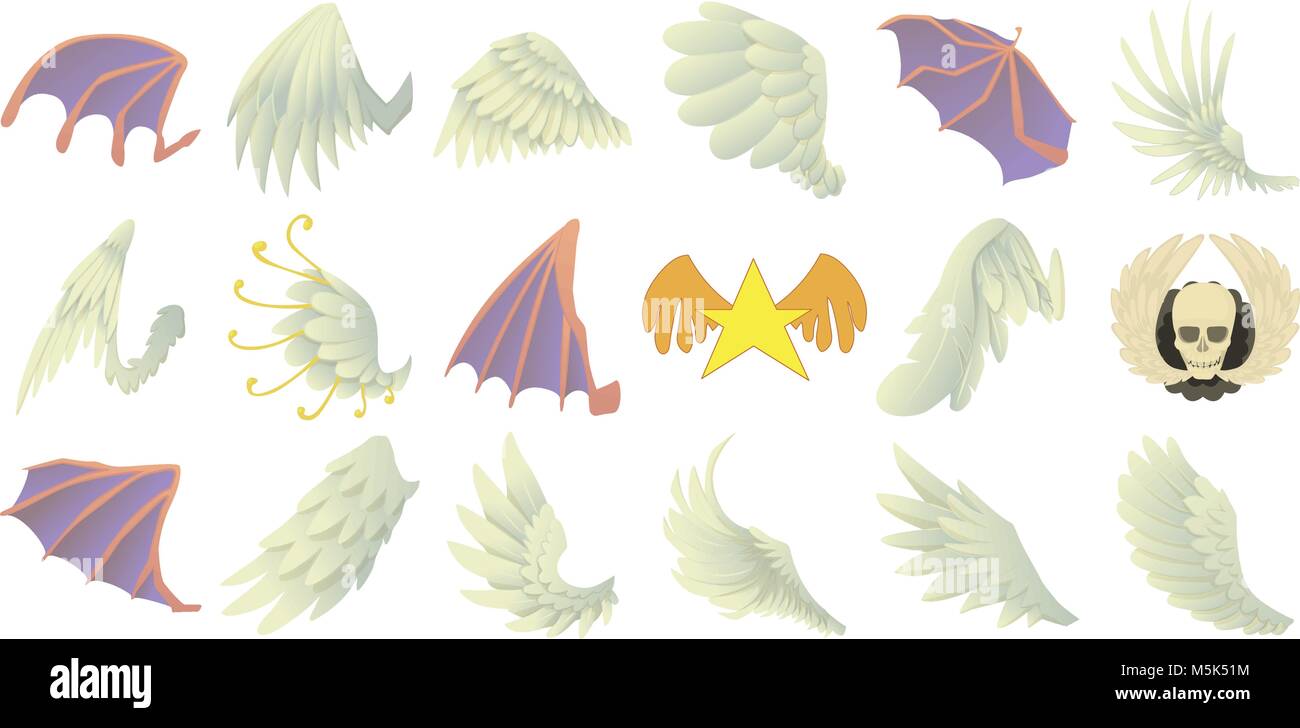 Wings icon set, cartoon style Stock Vector Image & Art - Alamy