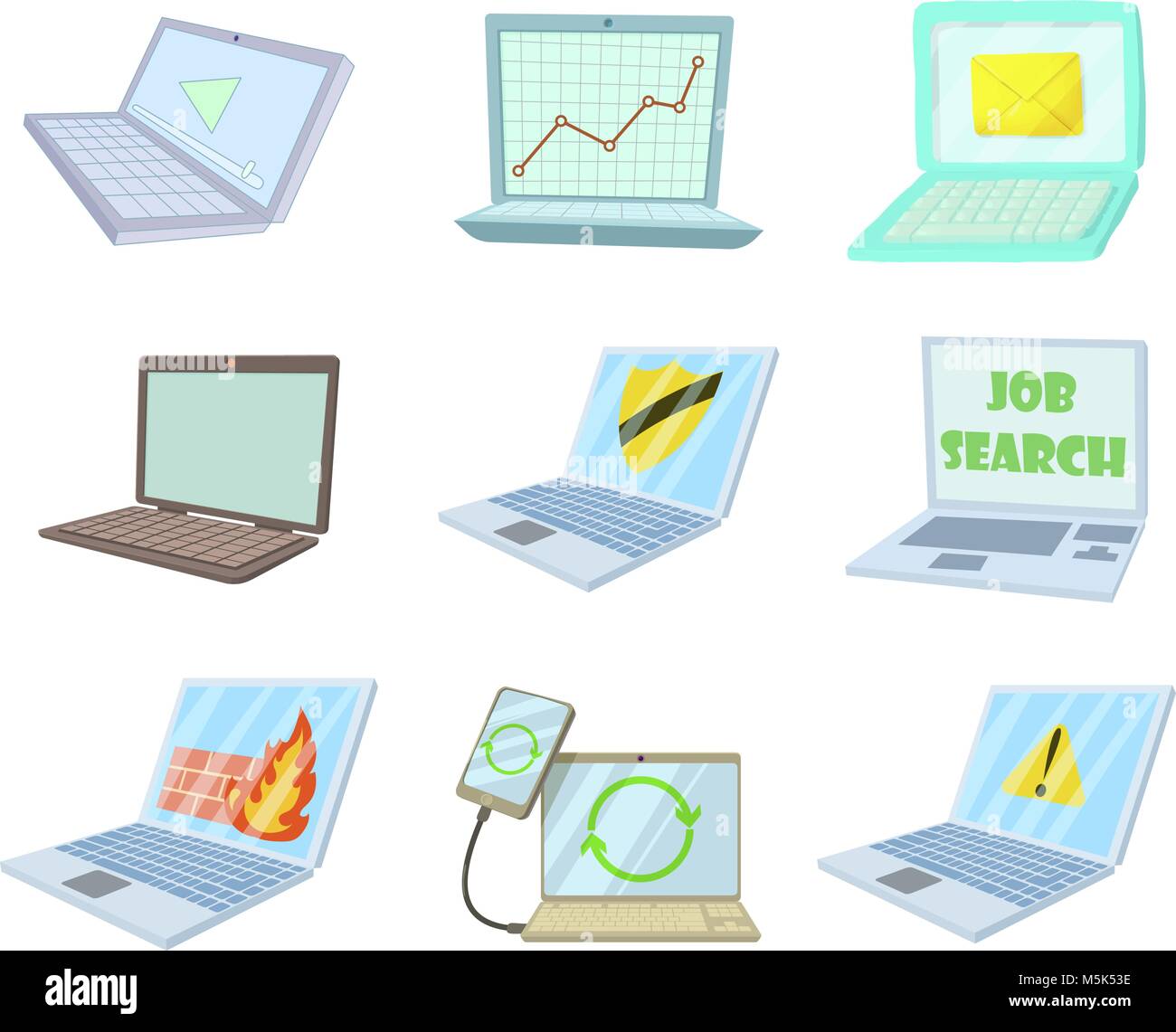 Laptop icon set, cartoon style Stock Vector Image & Art - Alamy