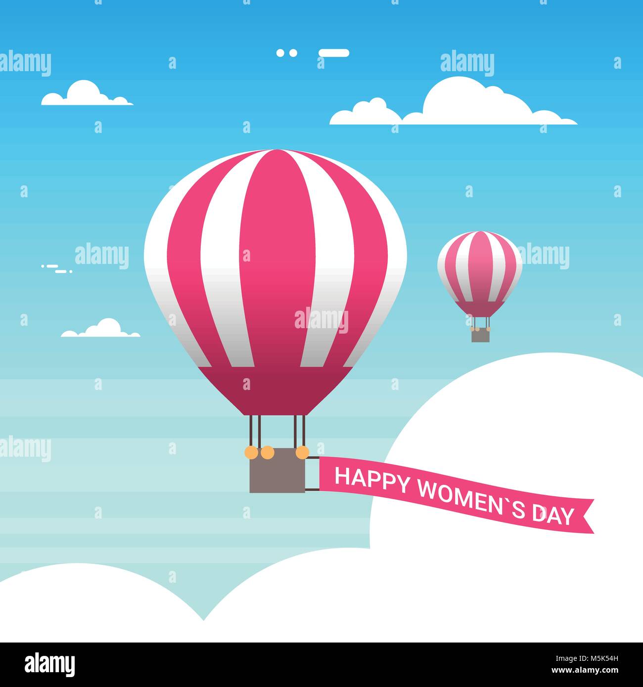 Pink Air Balloon In Sky With Happy Women Day Banner 8 March Greeting ...