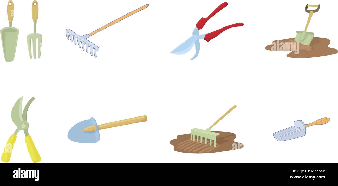 Garden tool icon set, cartoon style Stock Vector Image & Art - Alamy