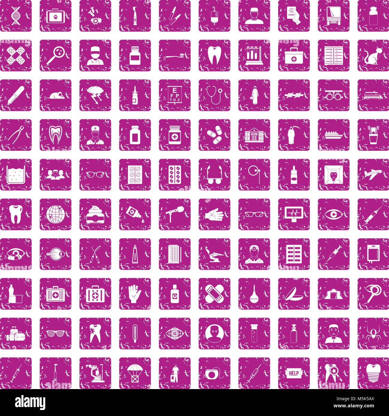 100 doctor icons set grunge pink Stock Vector Image & Art - Alamy