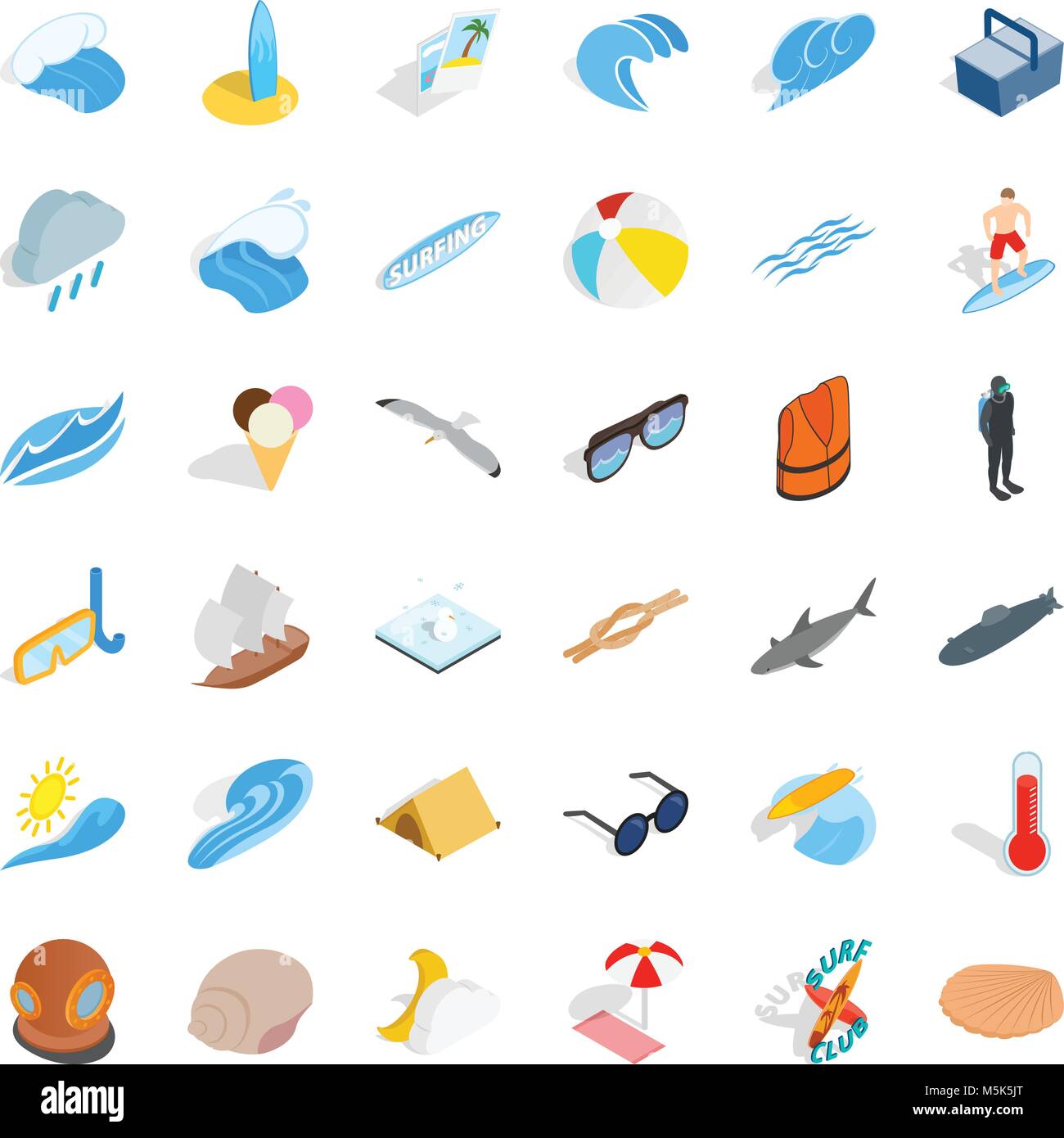 Sea surface icons set, isometric style Stock Vector Image & Art - Alamy