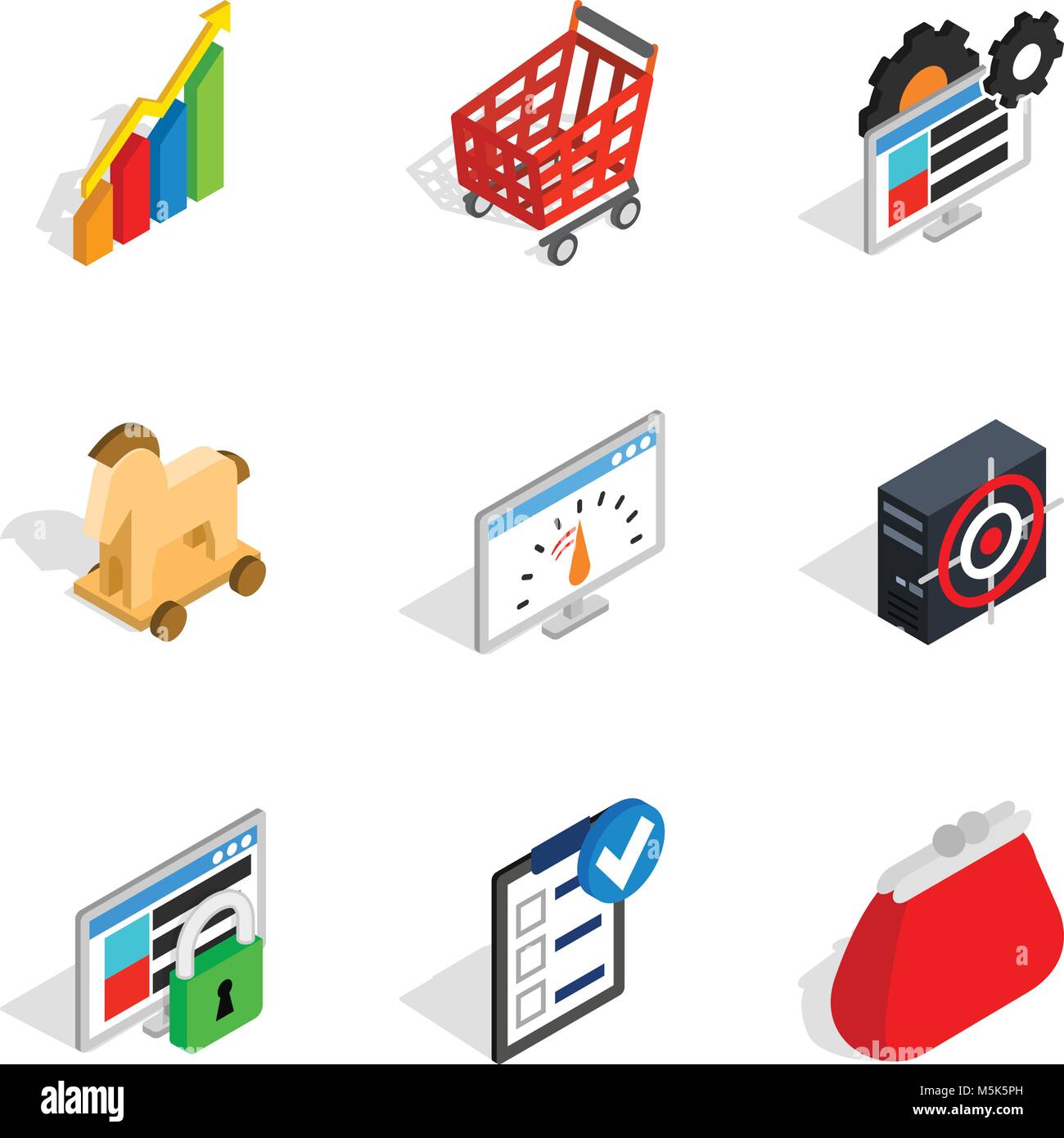 Statistical returns icons set, isometric style Stock Vector Image & Art ...