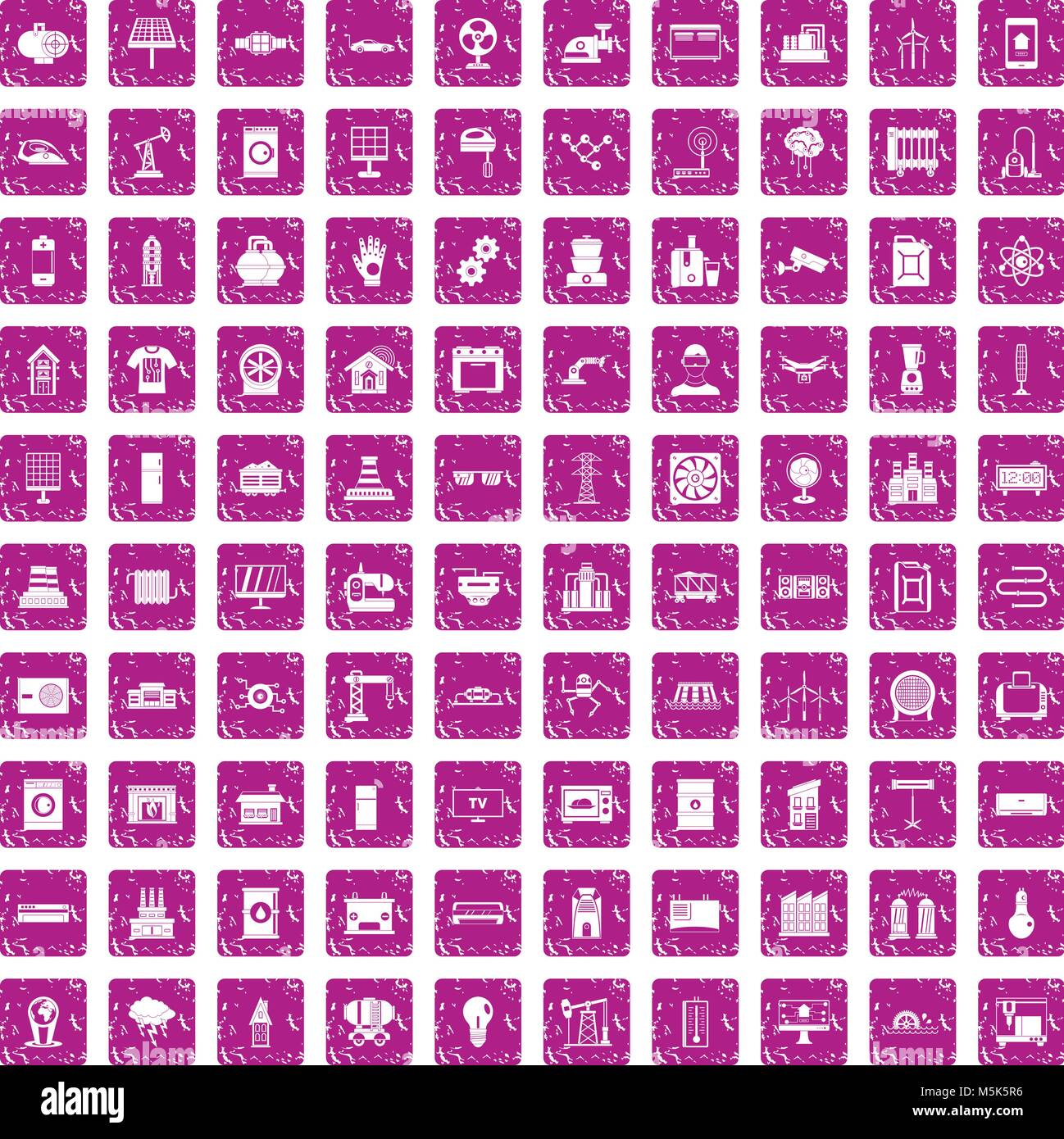 100 electrical engineering icons set grunge pink Stock Vector Image ...