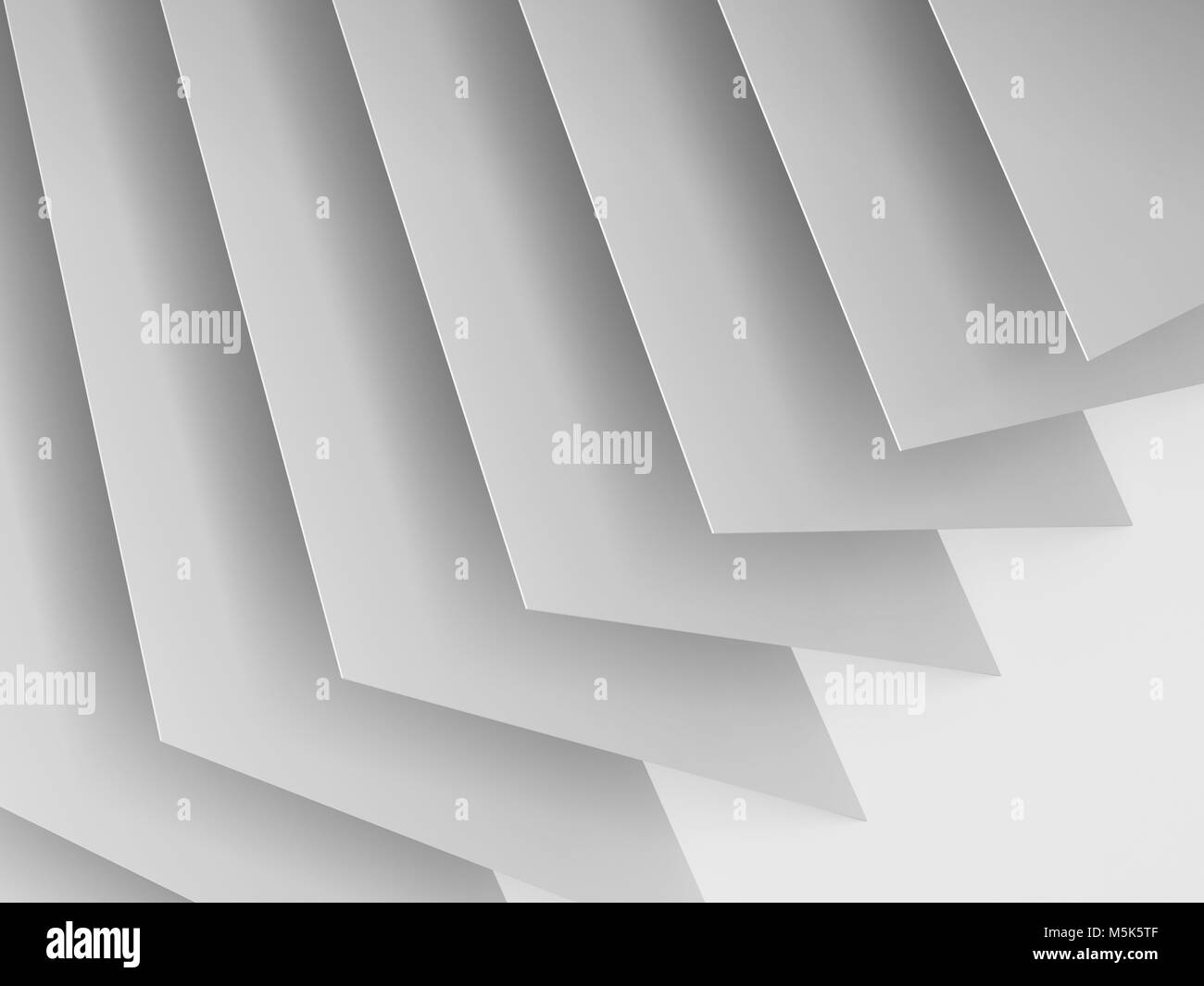 Abstract white background, geometric installation of square sheets. 3d ...