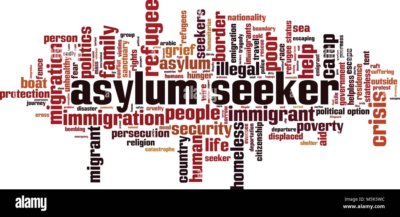 Asylum seeker crisis word cloud concept. Vector illustration Stock ...