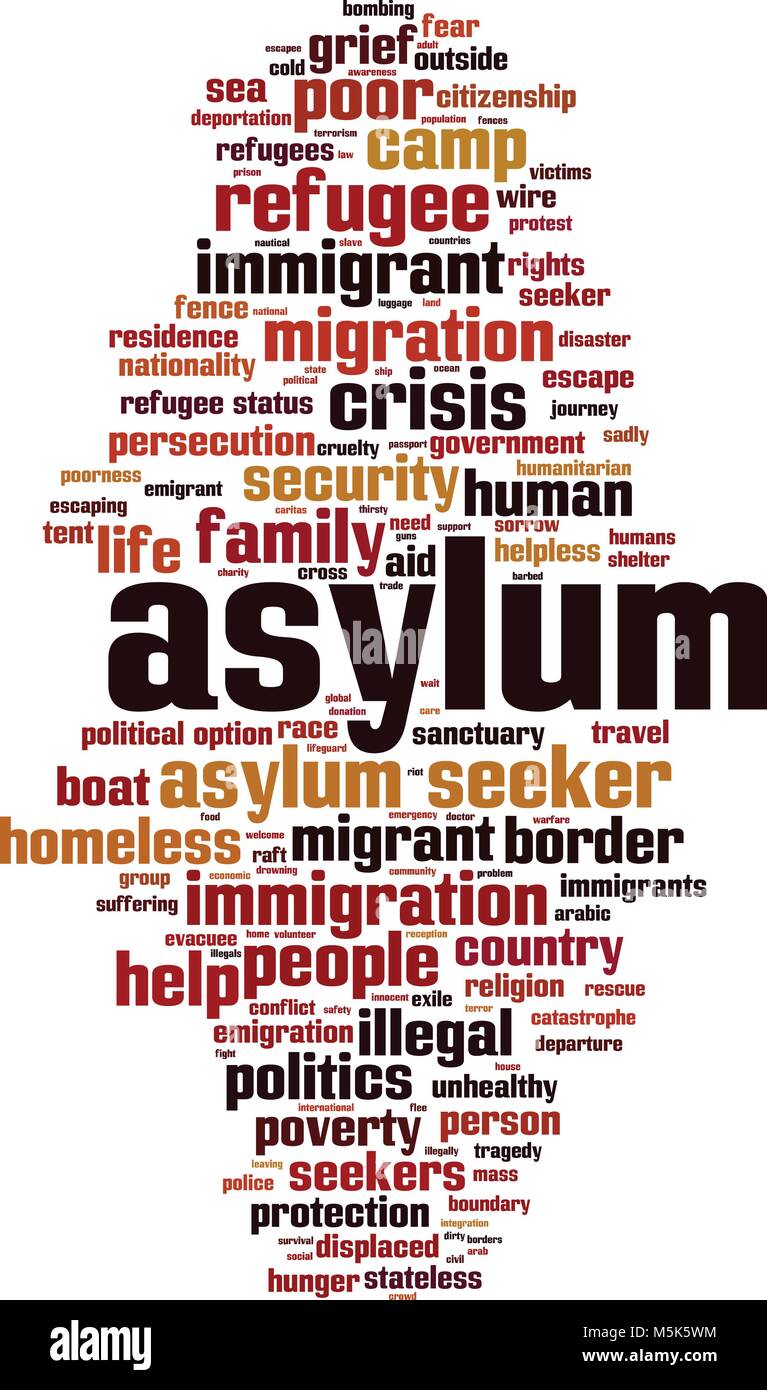 Asylum crisis word cloud concept. Vector illustration Stock Vector ...
