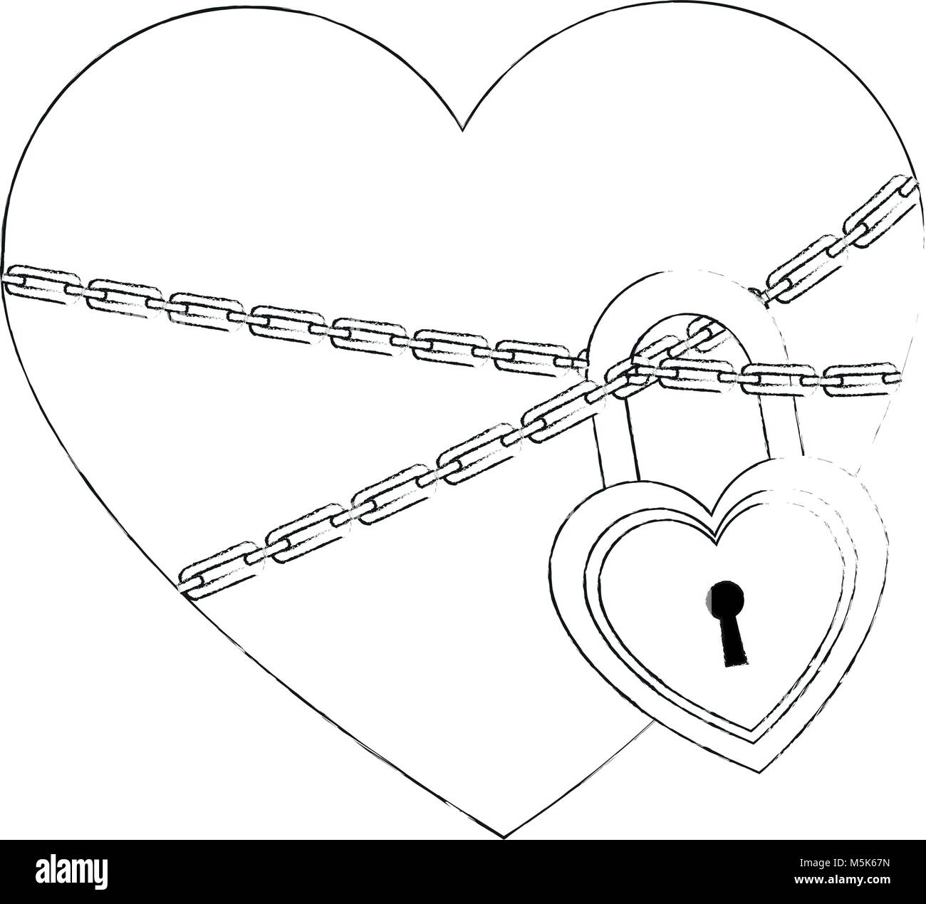 Heart locked with chains and padlock Stock Vector Image & Art - Alamy