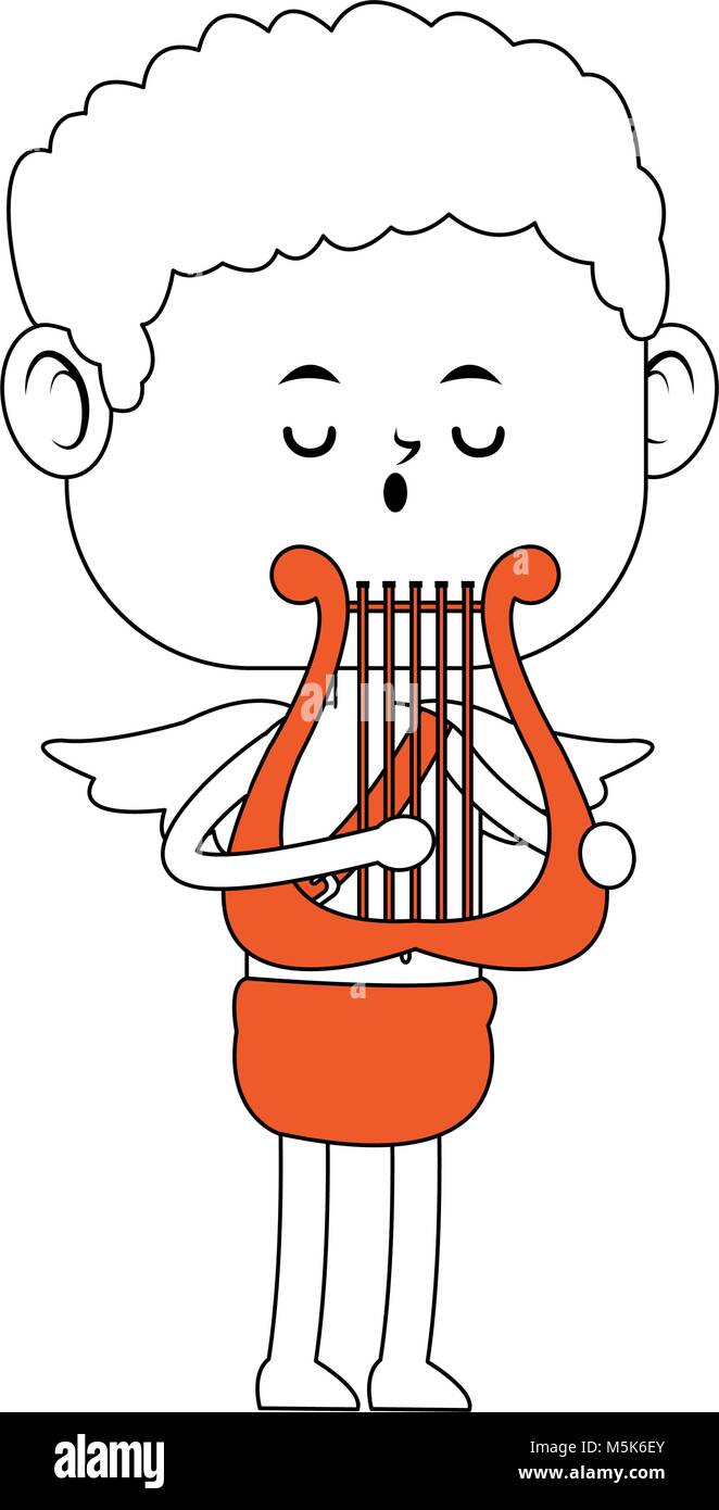 Child playing harp Stock Vector Images - Alamy