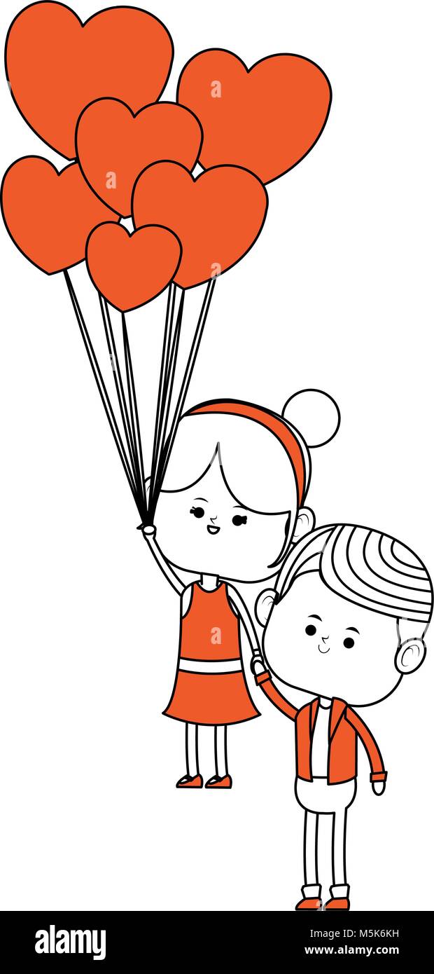 Cute couple flying with balloons cartoon Stock Vector Image & Art - Alamy