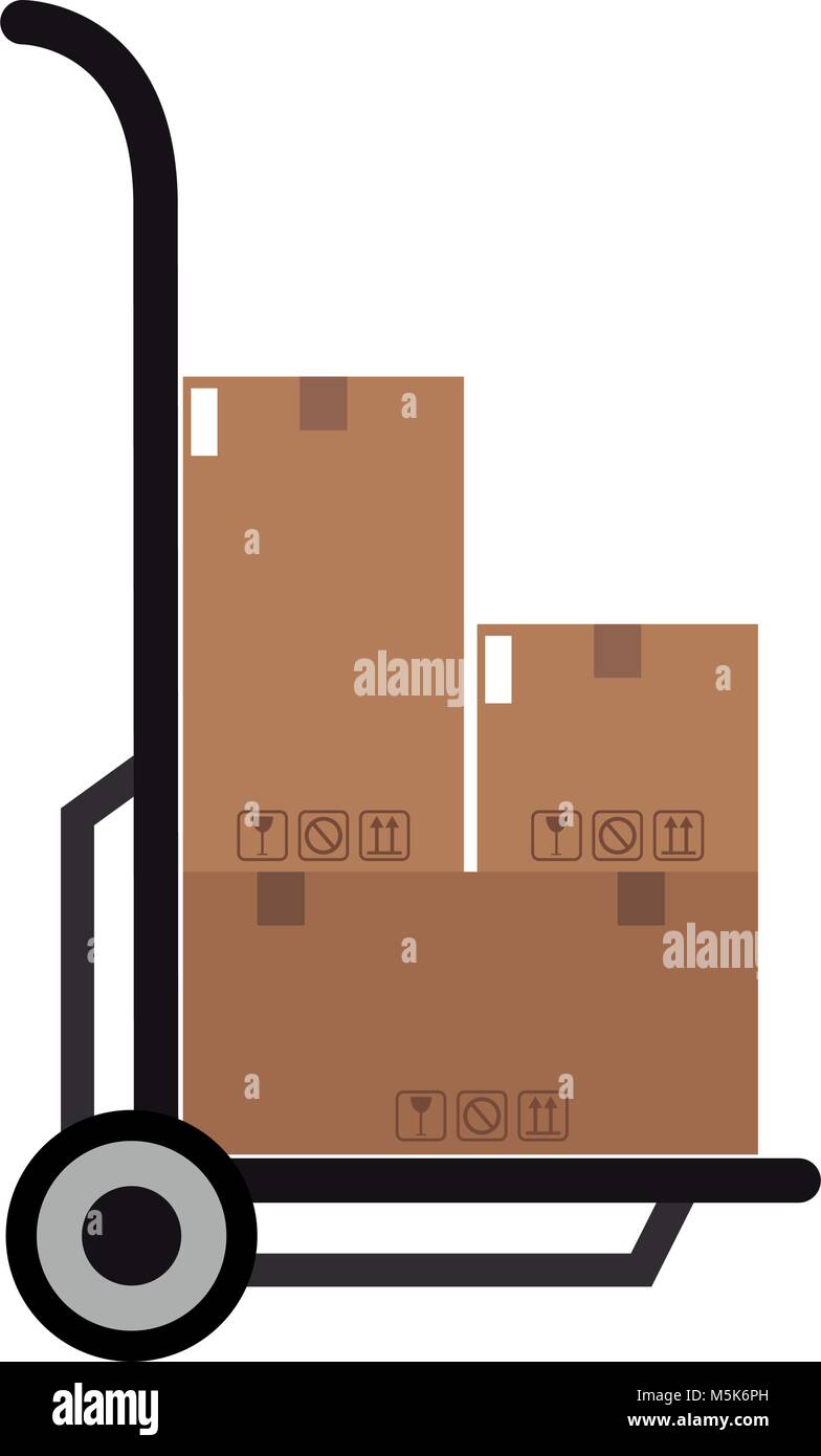 Cardboard boxes trolley on Stock Vector Images - Alamy