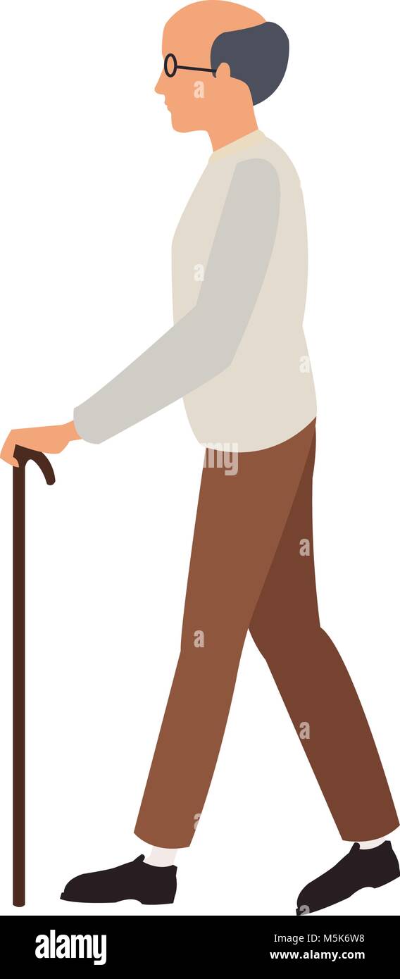 Grandfather Walking With Stick Stock Vector Image And Art Alamy