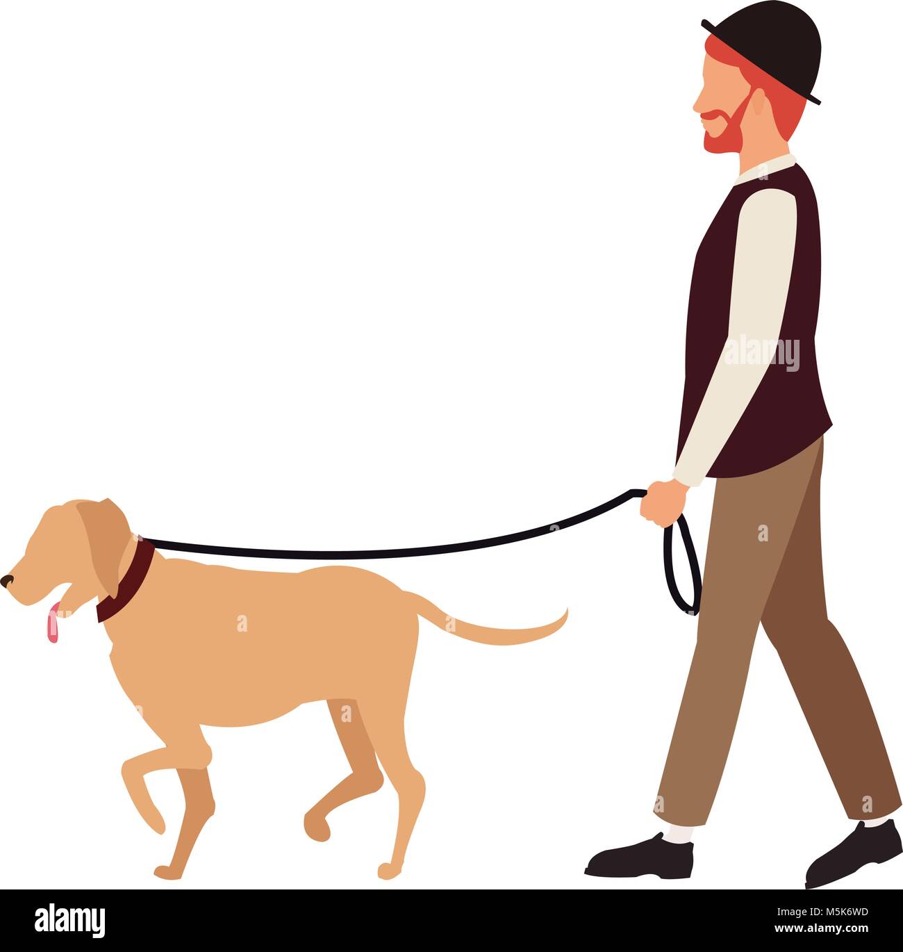 Man walking with dog Stock Vector Image & Art - Alamy