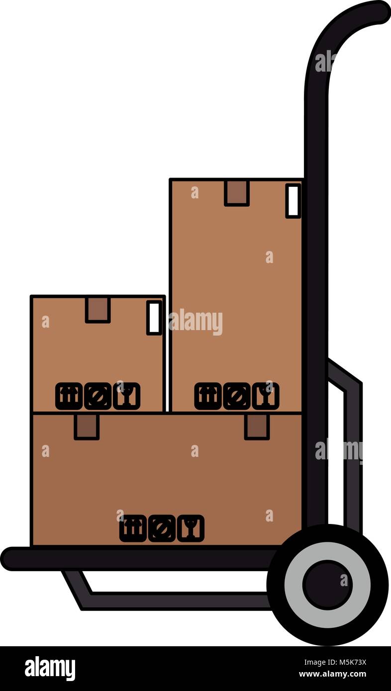 Boxes on hand truck Stock Vector Image & Art - Alamy