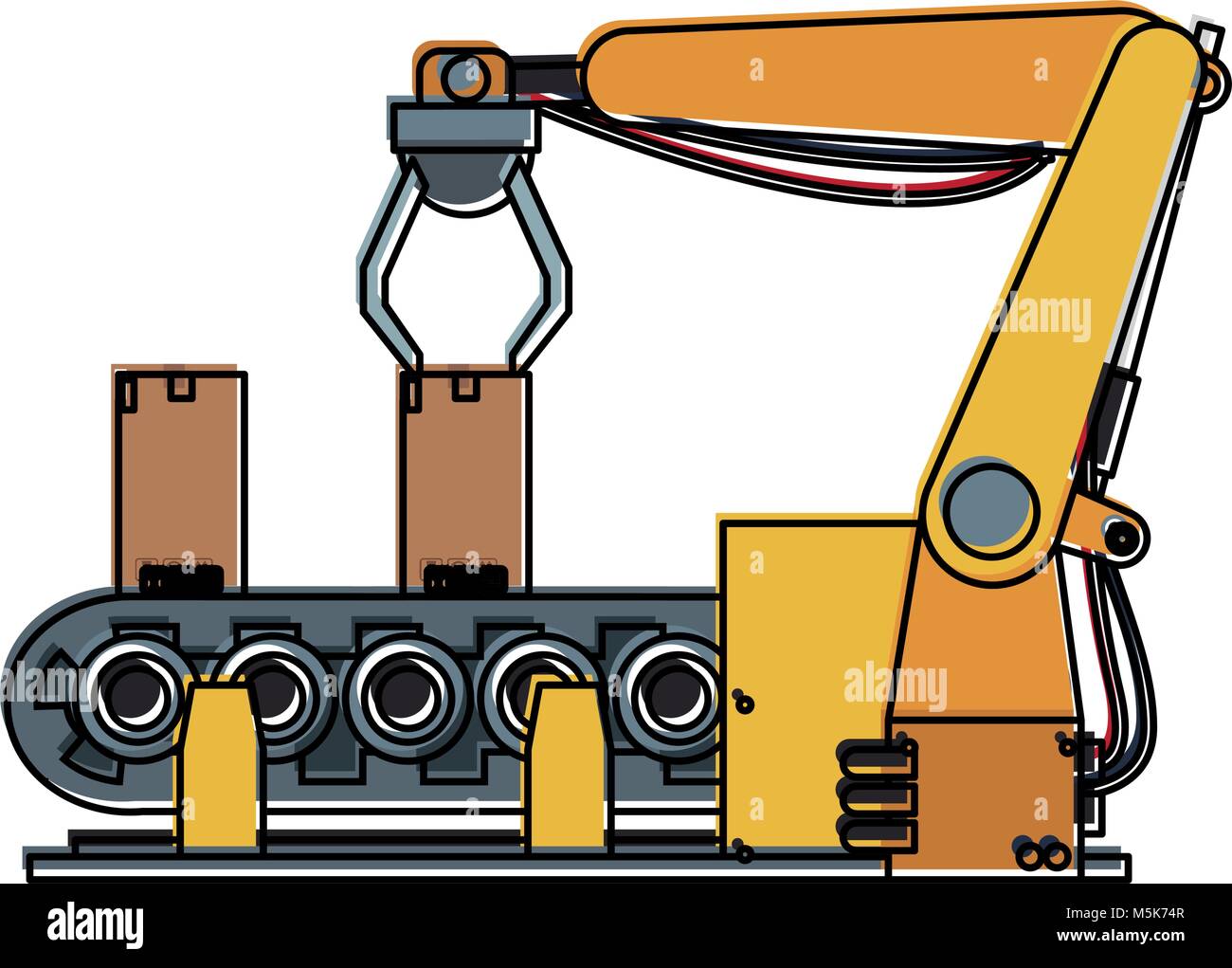 Factory robot arm with conveyor Stock Vector Image & Art - Alamy