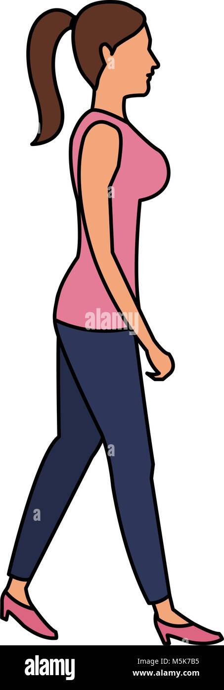 Cartoon woman walking hi-res stock photography and images - Alamy
