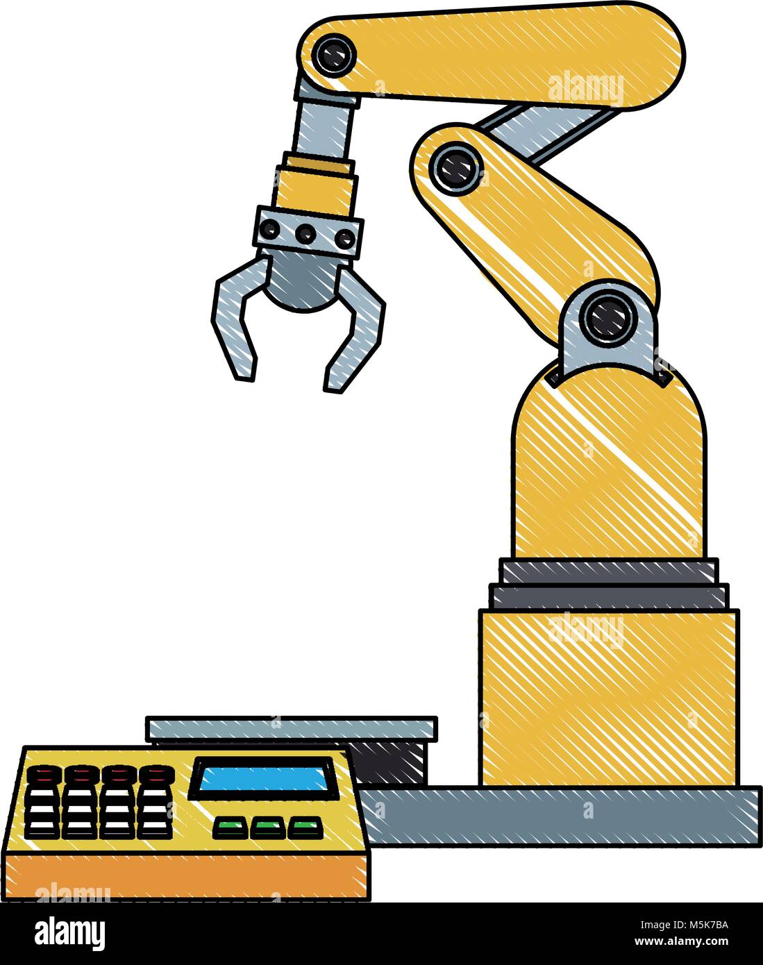 Factory robot arm with conveyor Stock Vector Image & Art - Alamy