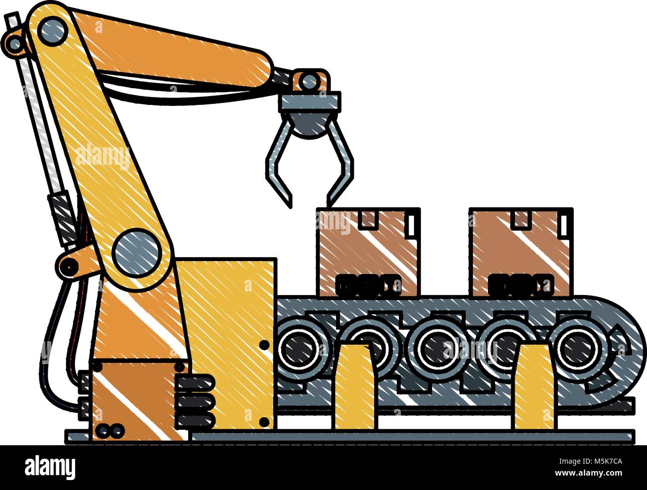 Factory robot arm with conveyor Stock Vector Image & Art - Alamy