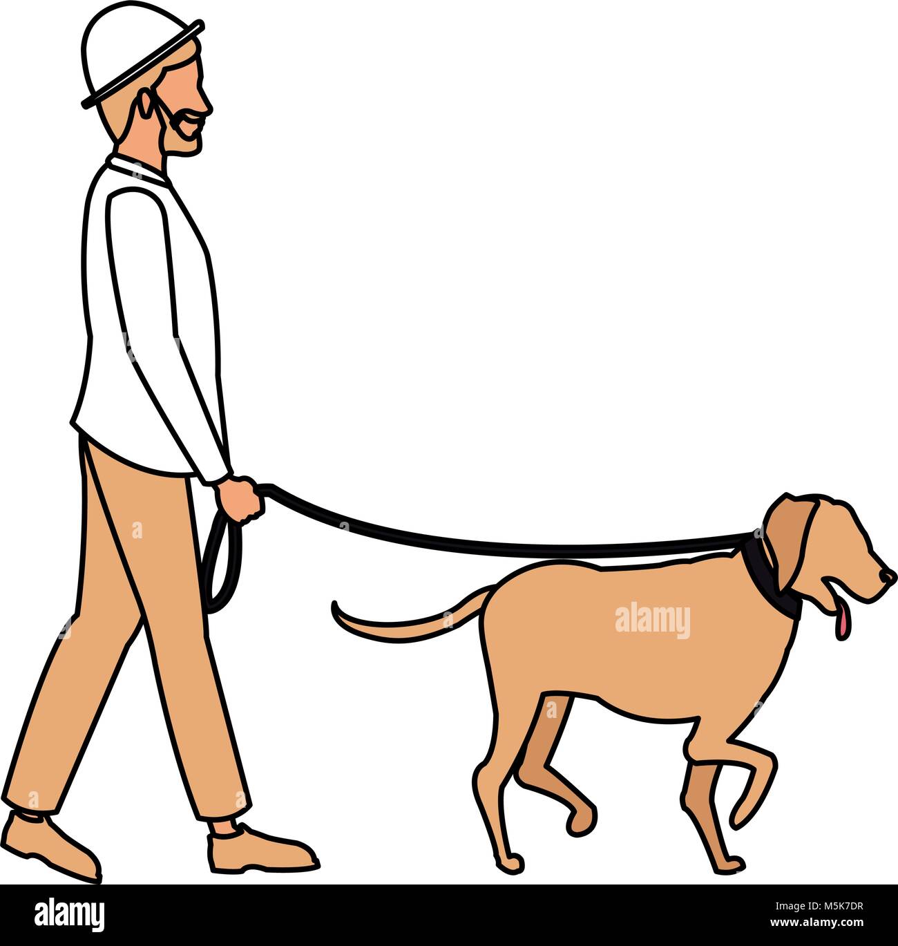 Man walking with dog Stock Vector Image & Art - Alamy