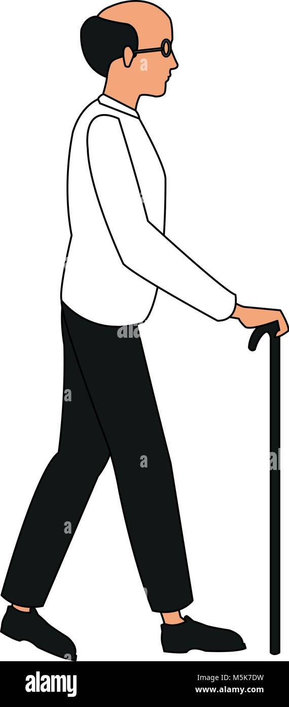 Grandfather Walking With Stick Stock Vector Image And Art Alamy