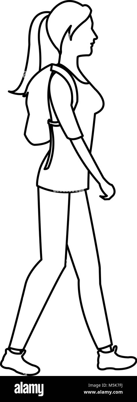 Cartoon Woman Walking Black and White Stock Photos & Images - Alamy
