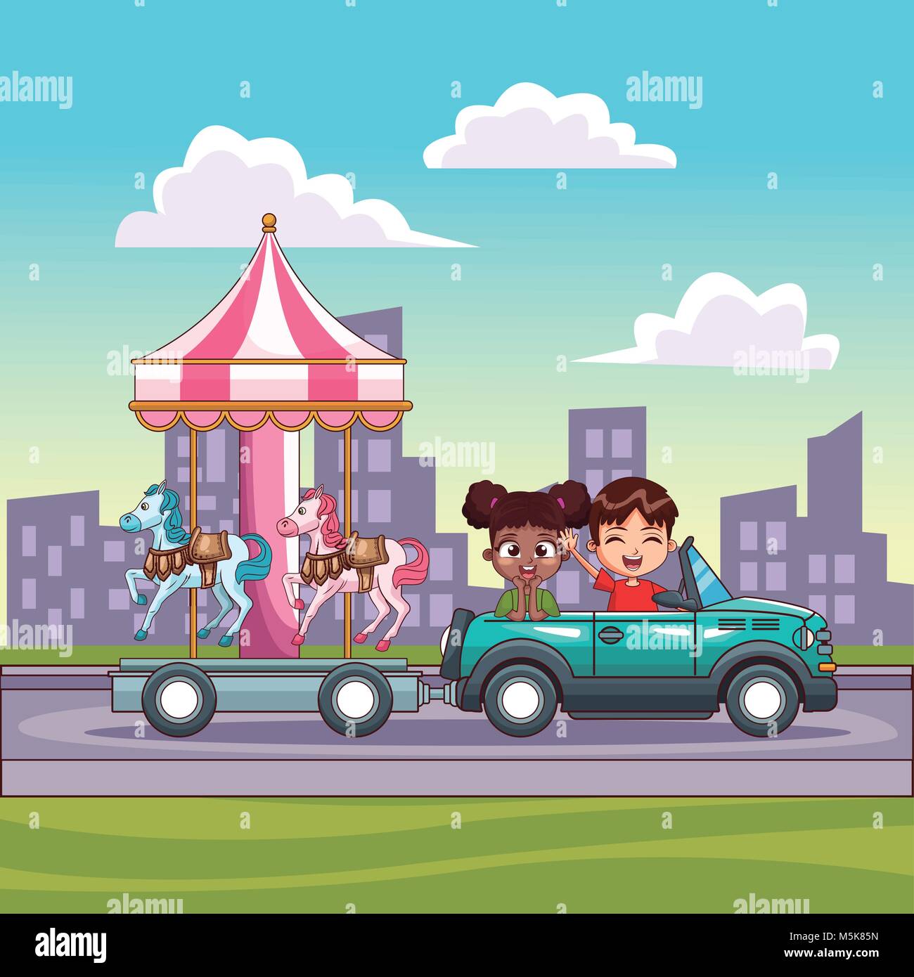 Car carousel Stock Vector Images - Alamy