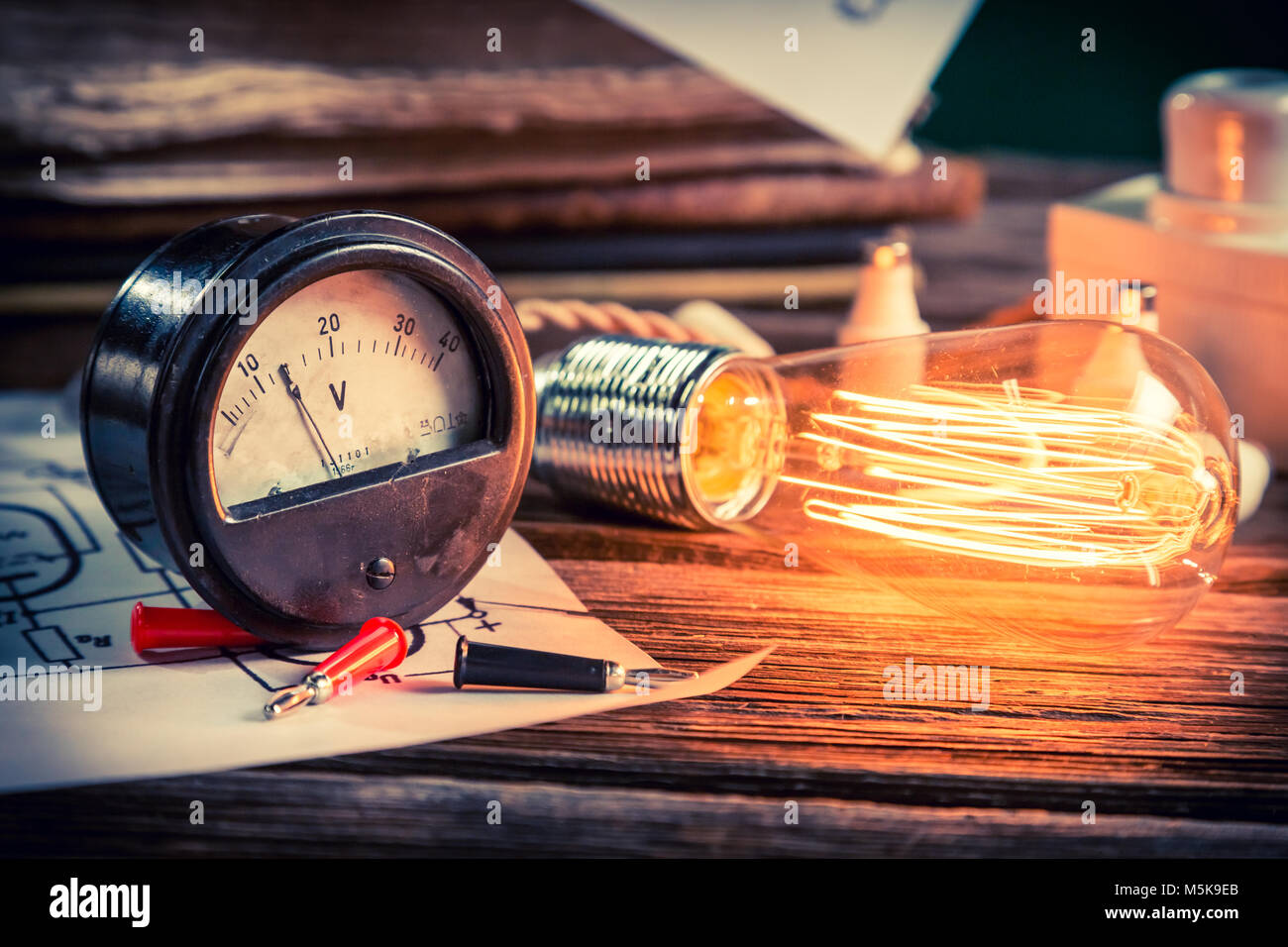 Testing electric power consumption by light bulb Stock Photo - Alamy