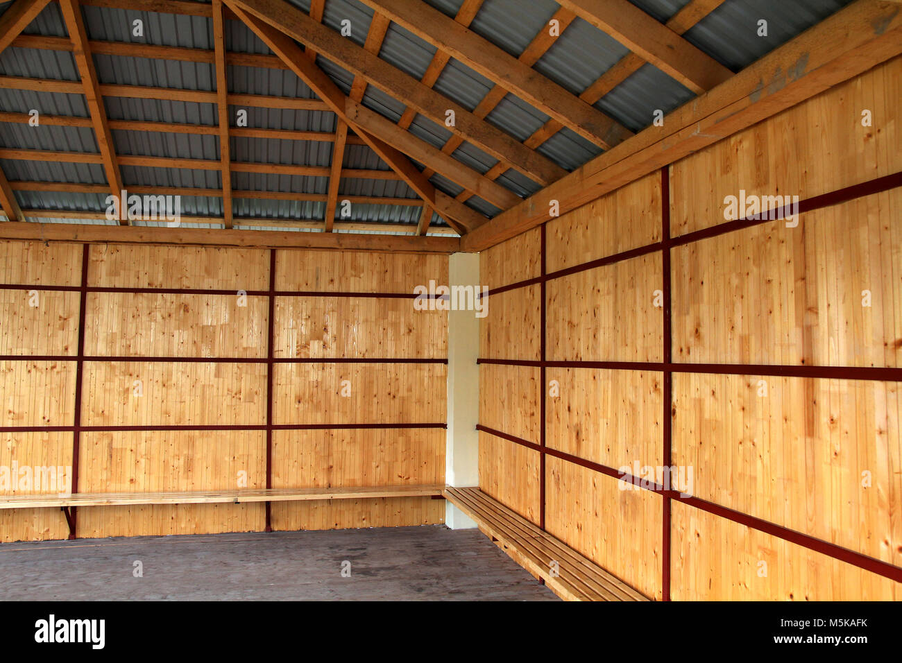Wooden frame of new roof from inside. Construction framework Stock ...