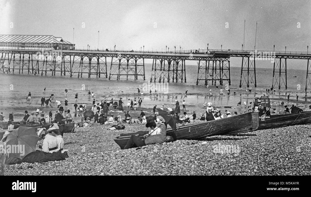 An image taken around 1890 showing Victorian people on holiday with ...