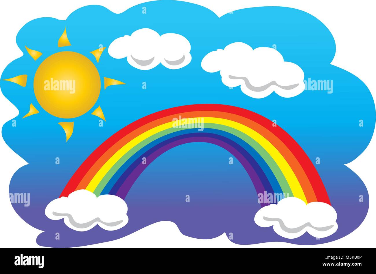 A cartoon rainbow with sun and clouds Stock Vector Image & Art - Alamy