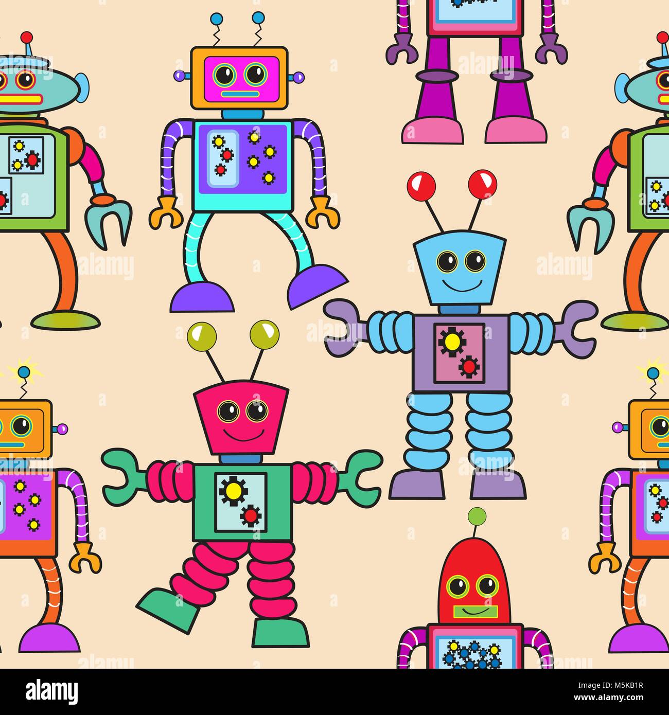 Children and robot Stock Vector Images - Alamy