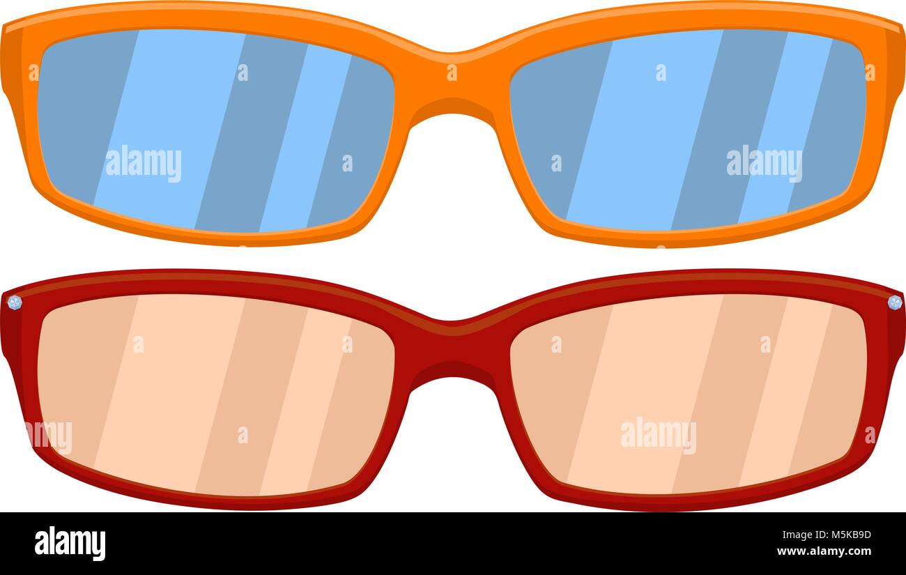 Cartoon Icon Poster Sport Glasses Spectacles Red Orange Set Stock Vector Image And Art Alamy
