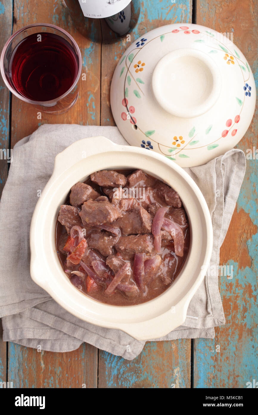 Traditional Bulgarian dish wine kebab Stock Photo - Alamy