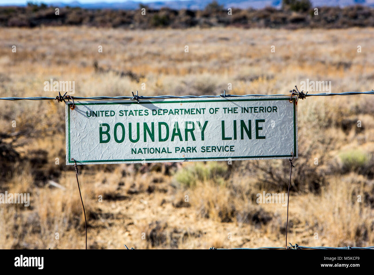 American boundary line sign Stock Photo - Alamy