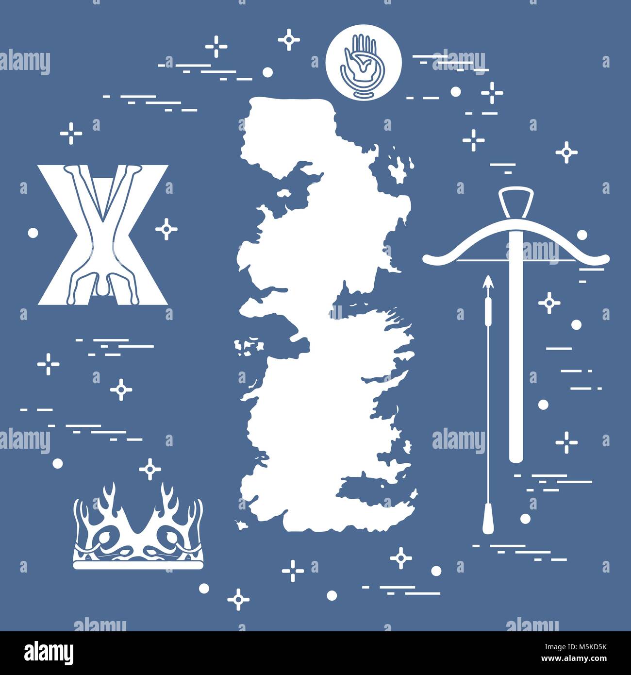 Symbols of the popular fantasy television series. Art and cinema theme ...