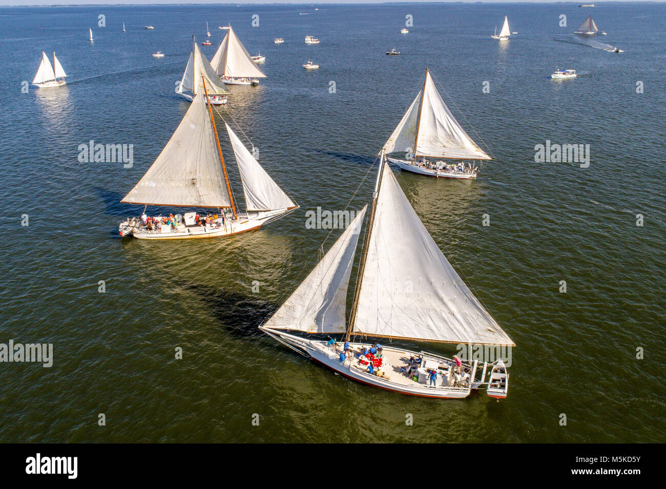 Aerial view showing off the mighty sails of a group of traditional ...