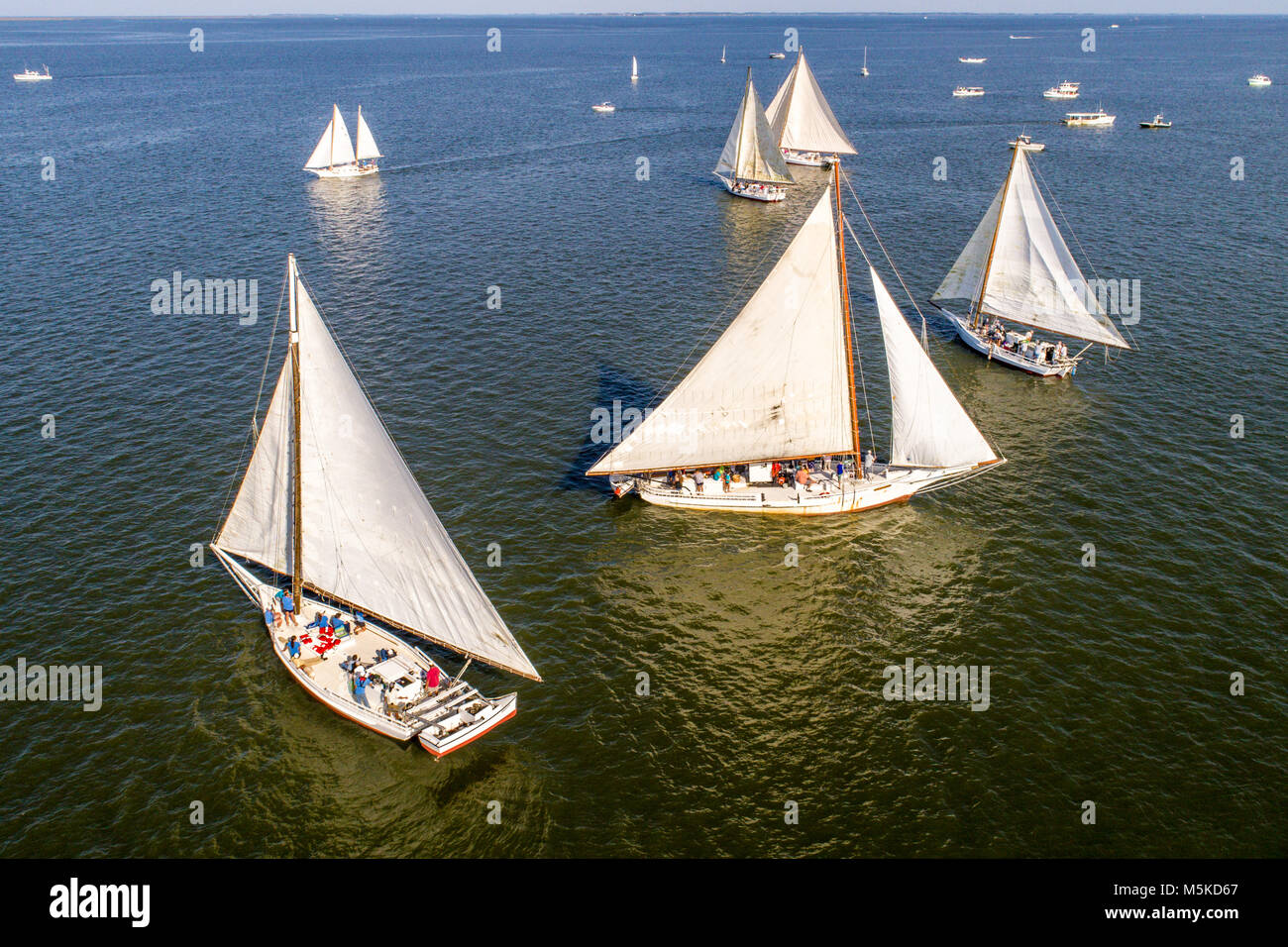 Aerial view showing off the mighty sails of a group of traditional ...