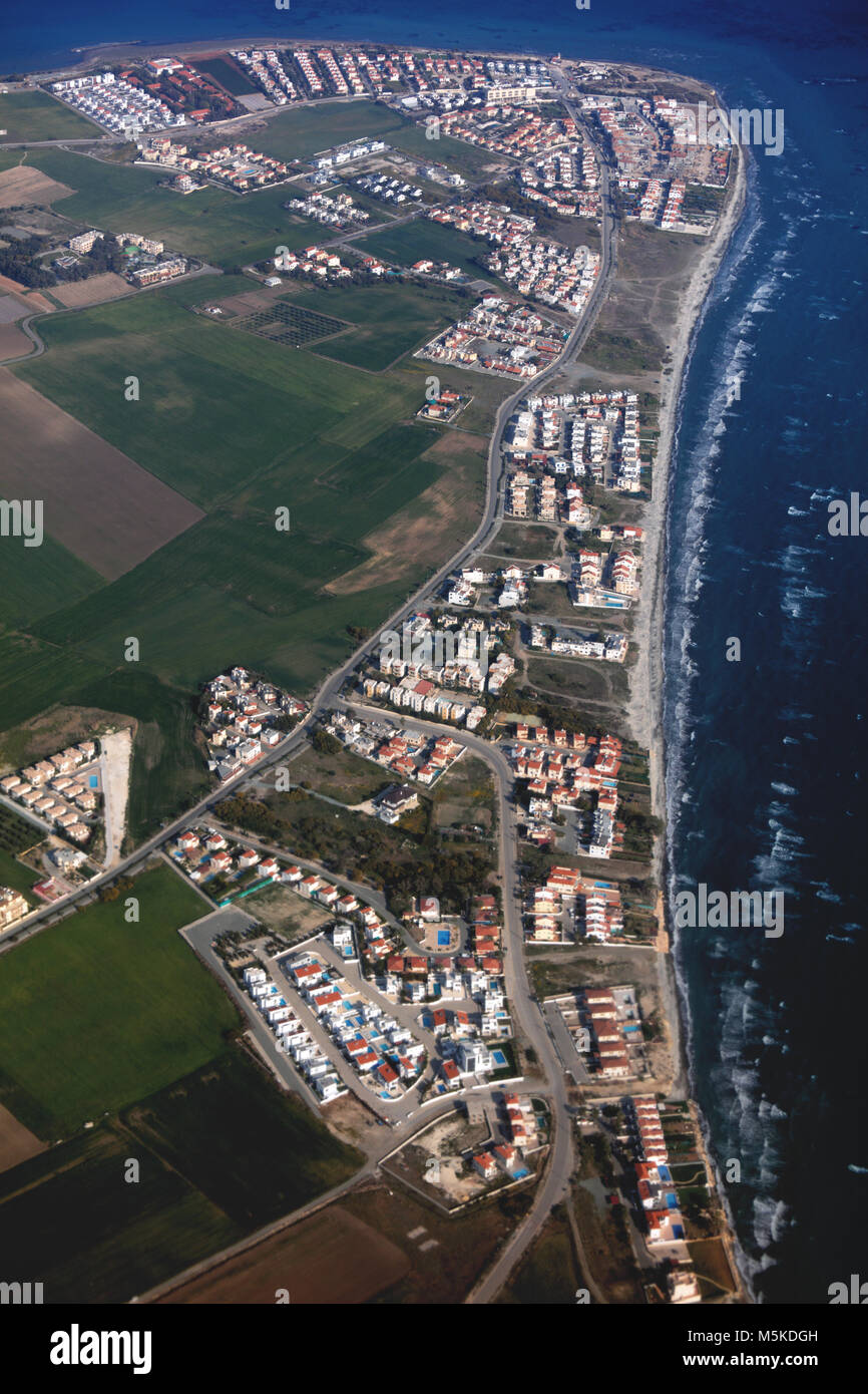 Aerial view to the coastline of Pervolia village in Cyprus Stock Photo ...
