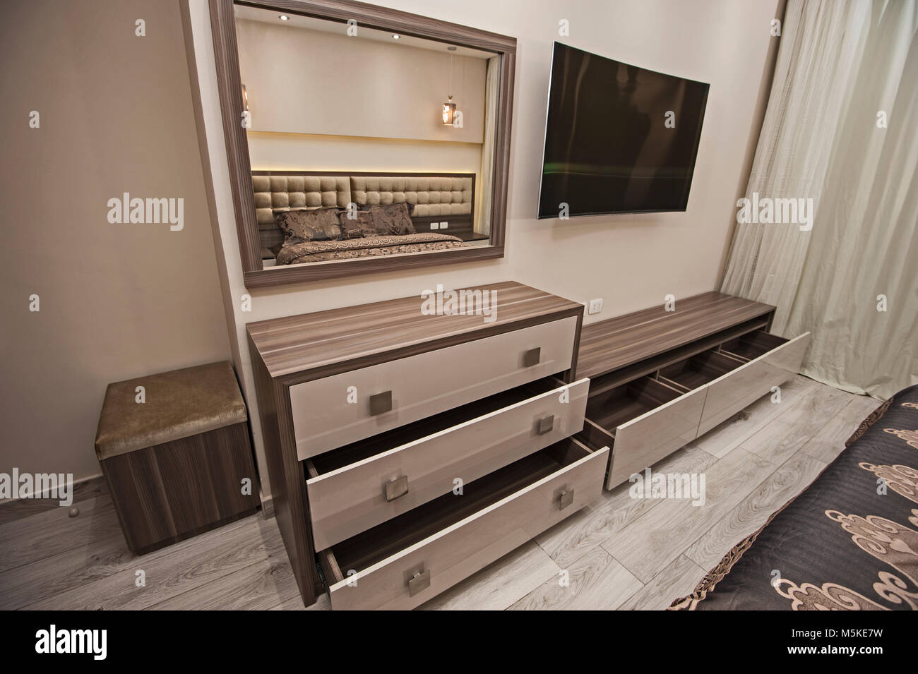 Dressing table with mirror interior design decor in luxury apartment ...