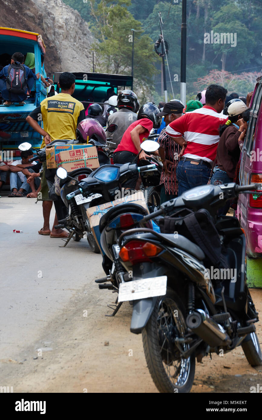 Locals and tourist stuck in traffic jam on the roads in Bali Stock ...