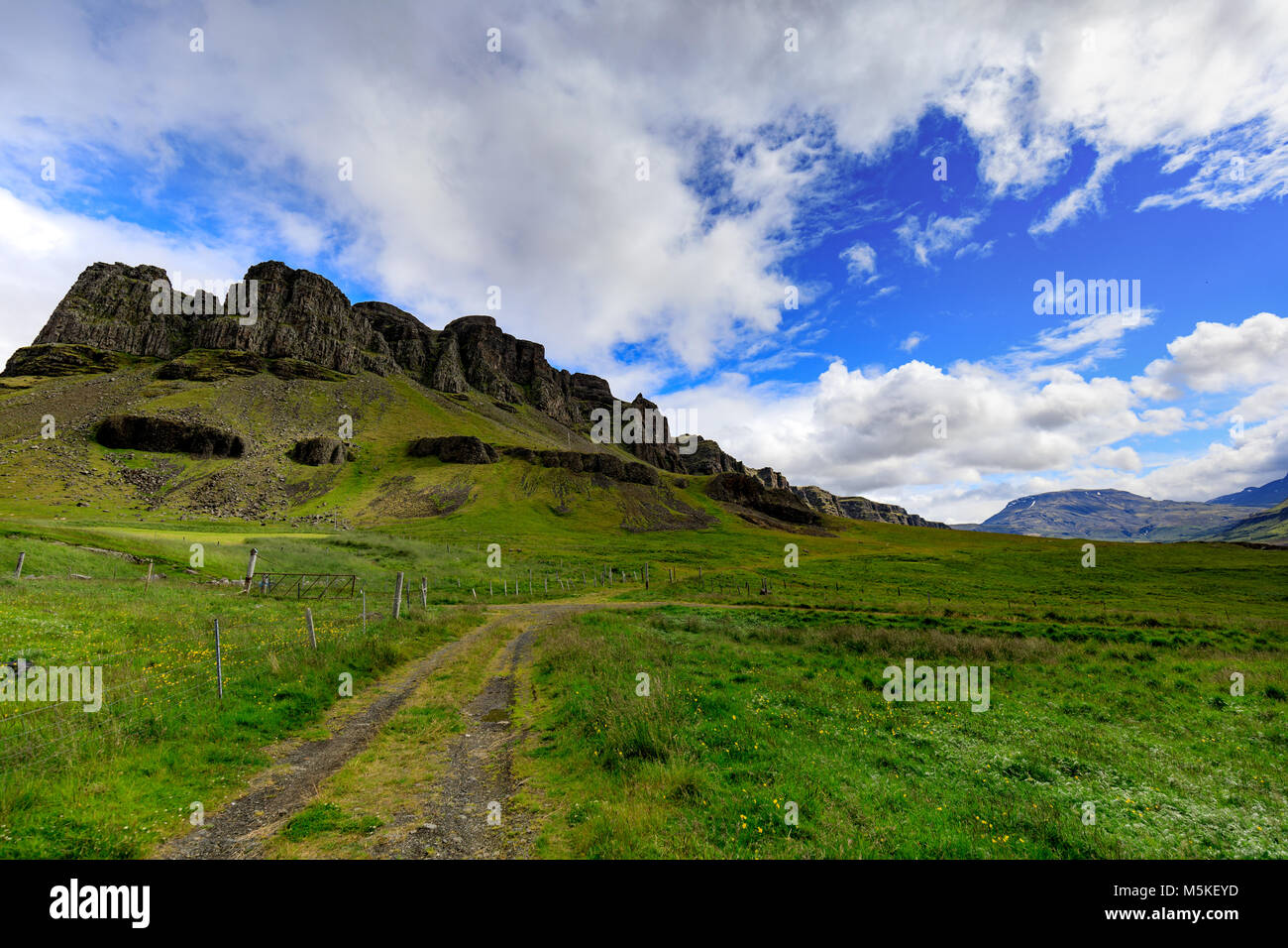 impressive icelandic mountain landscape, late summer, vesturland ...