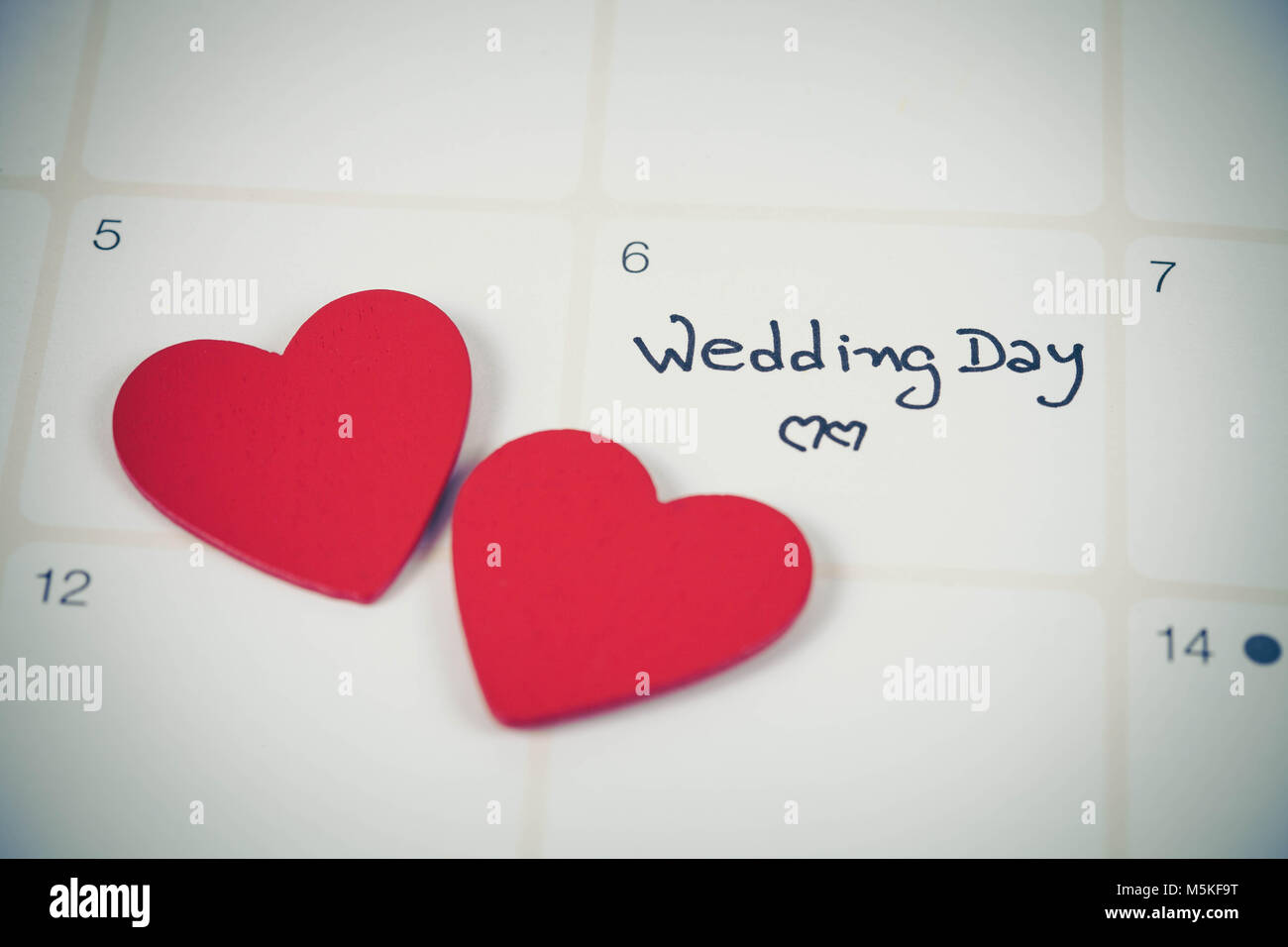 Reminder Wedding day in calendar planning with color Stock Photo - Alamy