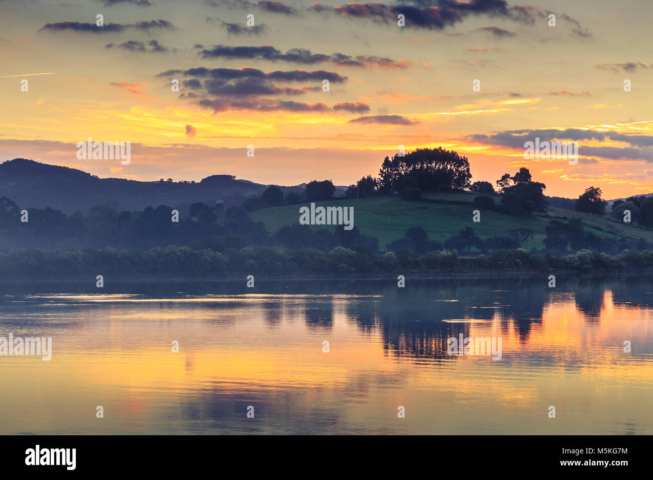 Salt marshes at dusk. Santoña, Victoria and Joyel Marshes Natural Park ...
