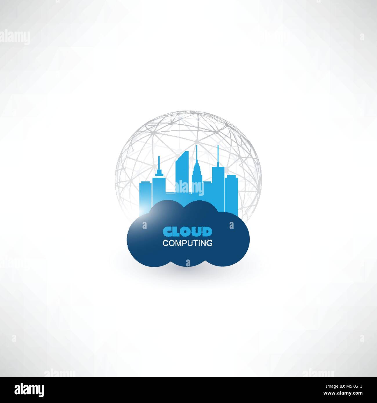 Cloud Computing Design Concept with Wireframe Globe - Digital Network Connections, Technology ...