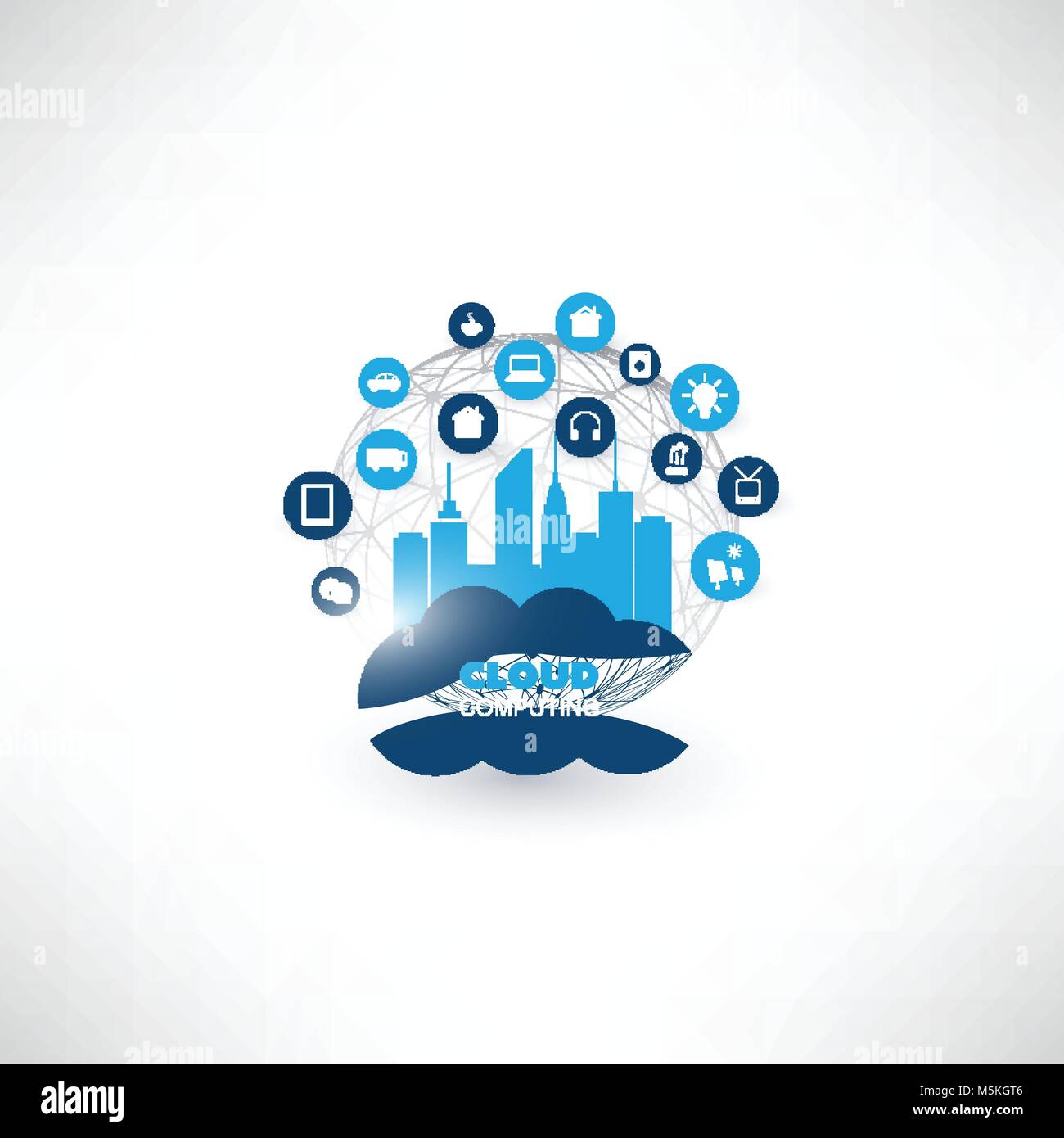 Cloud Computing Design Concept with Icons - Digital Network Connections, Technology Background ...