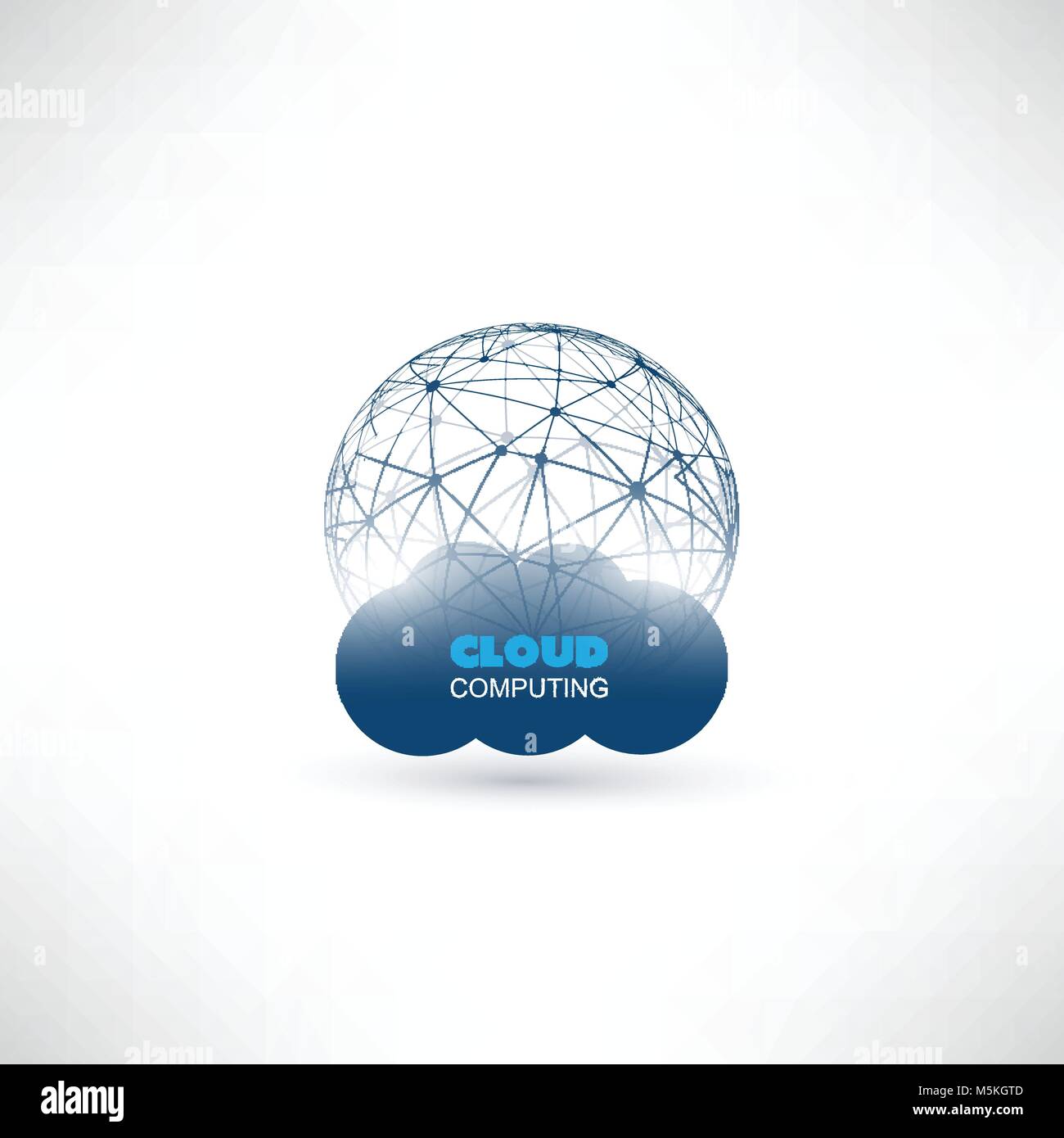 Cloud Computing Design Concept with Wireframe Globe - Digital Network ...