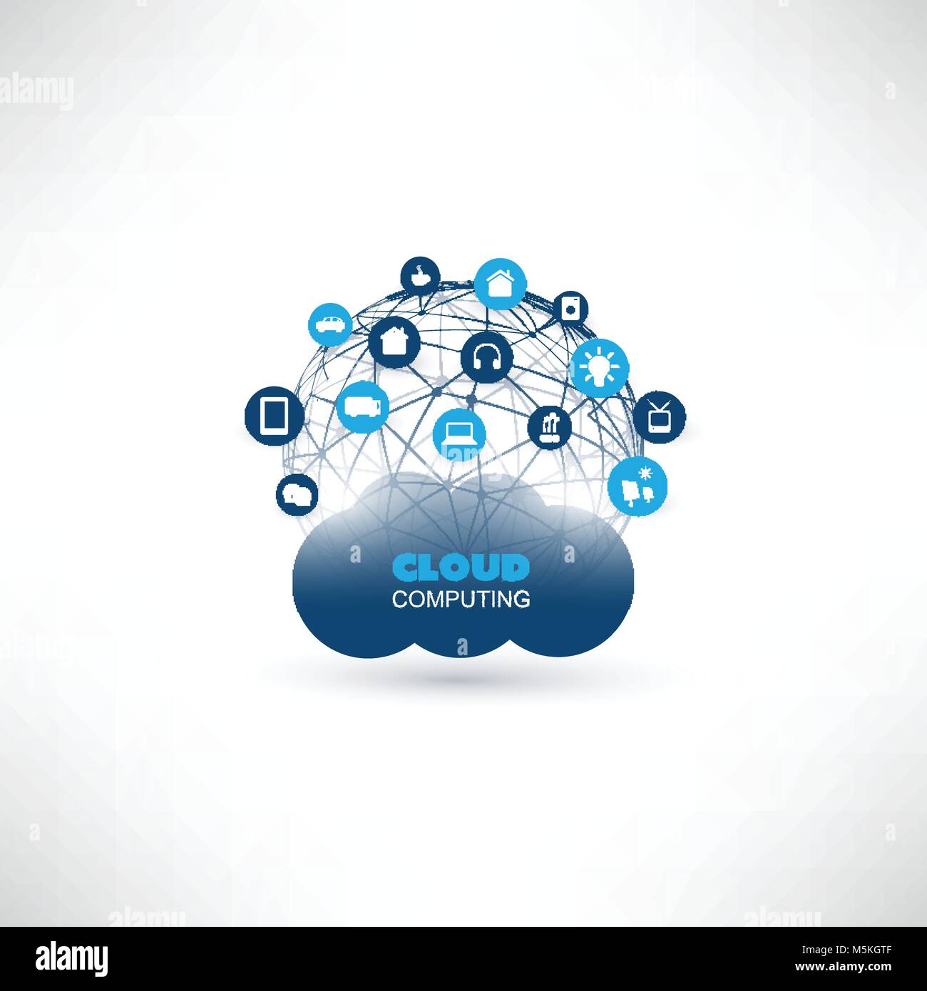 Cloud Computing Design Concept with Icons - Digital Network Connections, Technology Background ...