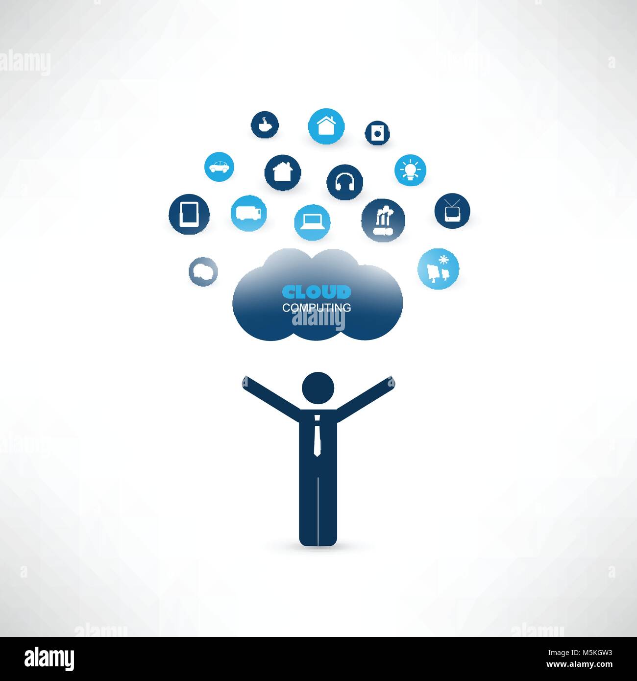 Cloud Computing Design Concept with a Standing Business Man - Digital Network Connections ...